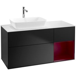 Villeroy & Boch Villeroy und Boch Finion Waschtischunterschrank F811HBPD 120cm, Abdeckplatte white matt, Regale Peony matt lacquer, Black matt lacquer