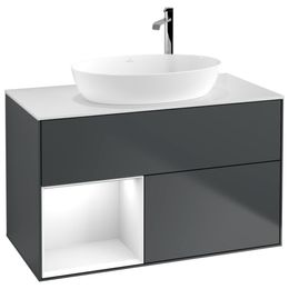 Villeroy & Boch Villeroy und Boch Finion Waschtischunterschrank F891GFHG 100cm, Abdeckplatte white matt, Regale Glossy white lacquer, Midnight Blue Matt Lacquer
