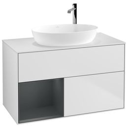 Villeroy & Boch Villeroy und Boch Finion Waschtischunterschrank F891HGMT 100cm, Abdeckplatte white matt, Regale Midnight matt lacquer, White matt lacquer