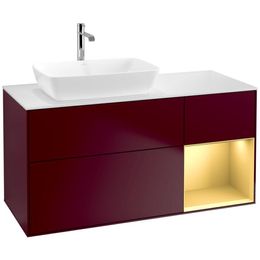 Villeroy & Boch Villeroy und Boch Finion Waschtischunterschrank F811HFHB 120cm, Abdeckplatte white matt, Regale Gold matt lacquer, Peony Matt