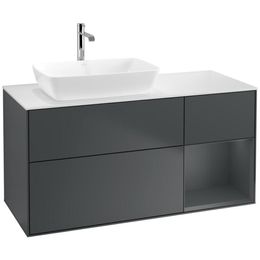 Villeroy & Boch Villeroy und Boch Finion Waschtischunterschrank F811HGHG 120cm, Abdeckplatte white matt, Regale Midnight matt lacquer, Midnight Blue Matt Lacquer