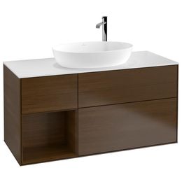 Villeroy & Boch Villeroy und Boch Finion Waschtischunterschrank G941GNGN 120cm, Abdeckplatte white matt, Emotion, Regale Walnut Veneer, Walnut veneer