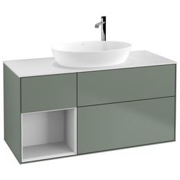 Villeroy & Boch Villeroy und Boch Finion Waschtischunterschrank G941MTGM 120cm, Abdeckplatte white matt, Emotion, Regale White matt lacquer, Olive Matt Lacquer