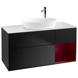 Villeroy & Boch Villeroy und Boch Finion Waschtischunterschrank F951HBPD 120cm, Abdeckplatte white matt, Regale Peony matt lacquer, Black matt lacquer