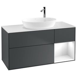 Villeroy & Boch Villeroy und Boch Finion Waschtischunterschrank F951GFHG 120cm, Abdeckplatte white matt, Regale Glossy white lacquer, Midnight Blue Matt Lacquer