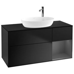 Villeroy & Boch Villeroy und Boch Finion Waschtischunterschrank G952GKPD 120cm, Abdeckplatte black matt, Emotion, Regale Anthracite matt lacquer, Black matt lacquer