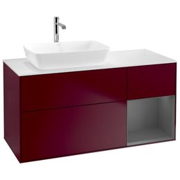 Villeroy & Boch Villeroy und Boch Finion Waschtischunterschrank G811GKHB 120cm, Abdeckplatte white matt, Emotion, Regale Anthracite matt lacquer, Peony Matt