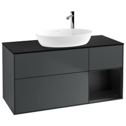 Villeroy & Boch Villeroy und Boch Finion Waschtischunterschrank G952PDHG 120cm, Abdeckplatte black matt, Emotion, Regale Black matt lacquer, Midnight Blue Matt Lacquer