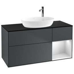 Villeroy & Boch Villeroy und Boch Finion Waschtischunterschrank G952MTHG 120cm, Abdeckplatte black matt, Emotion, Regale White matt lacquer, Midnight Blue Matt Lacquer