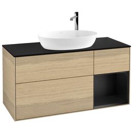 Villeroy & Boch Villeroy und Boch Finion Waschtischunterschrank G952PDPC 120cm, Abdeckplatte black matt, Emotion, Regale Black matt lacquer, Oak Veneer