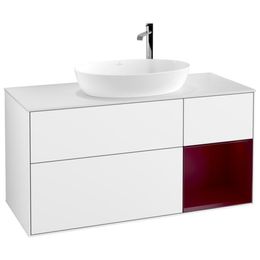 Villeroy & Boch Villeroy und Boch Finion Waschtischunterschrank G951HBGF 120cm, Abdeckplatte white matt, Emotion, Regale Peony matt lacquer, Glossy white lacquer