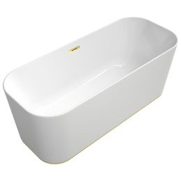Villeroy & Boch Villeroy & Boch Finion freistehende Badewanne 177FIN7N300V101 170x70cm, Wasserzulauf, Emotion, Design-Ring, wei&szlig;, gold