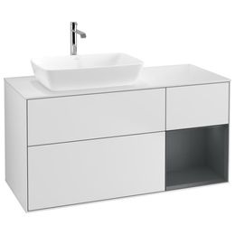 Villeroy & Boch Villeroy und Boch Finion Waschtischunterschrank G811HGMT 120cm, Abdeckplatte white matt, Emotion, Regale Midnight matt lacquer, White matt lacquer