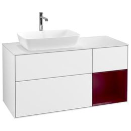 Villeroy & Boch Villeroy und Boch Finion Waschtischunterschrank G811HBGF 120cm, Abdeckplatte white matt, Emotion, Regale Peony matt lacquer, Glossy white lacquer