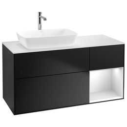 Villeroy & Boch Villeroy und Boch Finion Waschtischunterschrank G811MTPD 120cm, Abdeckplatte white matt, Emotion, Regale White matt lacquer, Black matt lacquer
