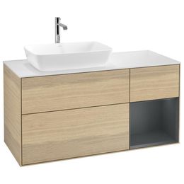 Villeroy & Boch Villeroy und Boch Finion Waschtischunterschrank G811HGPC 120cm, Abdeckplatte white matt, Emotion, Regale Midnight matt lacquer, Oak Veneer