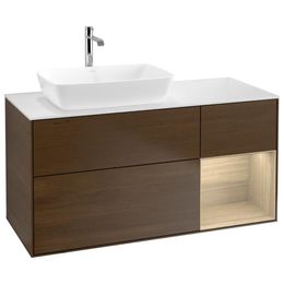 Villeroy & Boch Villeroy und Boch Finion Waschtischunterschrank G811PCGN 120cm, Abdeckplatte white matt, Emotion, Regale Oak Veneer, Walnut veneer