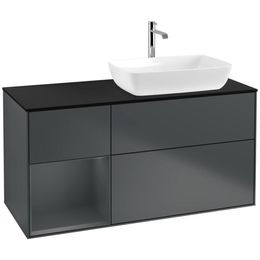Villeroy & Boch Villeroy und Boch Finion Waschtischunterschrank F802HGHG 120cm, Abdeckplatte black matt, Regale Midnight matt lacquer, Midnight Blue Matt Lacquer