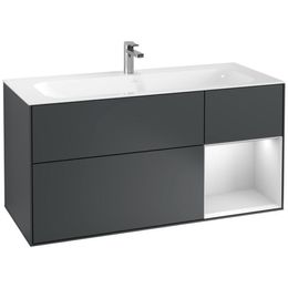 Villeroy & Boch Villeroy und Boch Finion Waschtischunterschrank F070MTHG 119,6x59,1cm, Regal rechts White matt lacquer, Midnight Blue Matt Lacquer