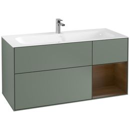 Villeroy & Boch Villeroy und Boch Finion Waschtischunterschrank F070GNGM 119,6x59,1cm, Regal rechts Walnut veneer, Olive Matt Lacquer