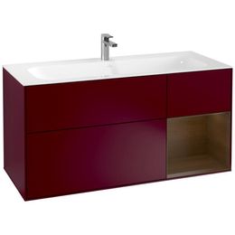 Villeroy & Boch Villeroy und Boch Finion Waschtischunterschrank F070GNHB 119,6x59,1cm, Regal rechts Walnut veneer, Peony Matt
