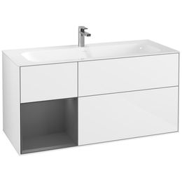 Villeroy & Boch Villeroy und Boch Finion Waschtischunterschrank F060GKGF 119,6x59,1cm, Regal links Anthracite matt, Glossy white lacquer