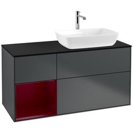 Villeroy & Boch Villeroy und Boch Finion Waschtischunterschrank F802HBHG 120cm, Abdeckplatte black matt, Regale Peony matt lacquer, Midnight Blue Matt Lacquer