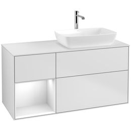 Villeroy & Boch Villeroy und Boch Finion Waschtischunterschrank F801GFMT 120cm, Abdeckplatte white matt, Regale Glossy white lacquer, White matt lacquer