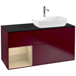Villeroy & Boch Villeroy und Boch Finion Waschtischunterschrank F802PCHB 120cm, Abdeckplatte black matt, Regale Oak Veneer, Peony Matt