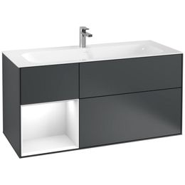 Villeroy & Boch Villeroy und Boch Finion Waschtischunterschrank F060GFHG 119,6x59,1cm, Regal links Glossy white lacquer, Midnight Blue Matt Lacquer