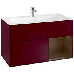 Villeroy & Boch Villeroy und Boch Finion Waschtischunterschrank G040GNHB 99,6x59,1cm, Emotion, Regal rechts Walnut veneer, Peony Matt