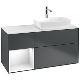 Villeroy & Boch Villeroy und Boch Finion Waschtischunterschrank F801GFHG 120cm, Abdeckplatte white matt, Regale Glossy white lacquer, Midnight Blue Matt Lacquer