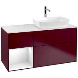 Villeroy & Boch Villeroy und Boch Finion Waschtischunterschrank F801GFHB 120cm, Abdeckplatte white matt, Regale Glossy white lacquer, Peony Matt