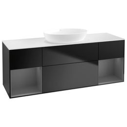 Villeroy & Boch Villeroy und Boch Finion Waschtischunterschrank FD01GKPD 120cm, Abdeckplatte white matt, Regale Anthracite matt lacquer, Black matt lacquer