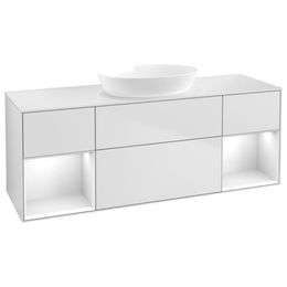 Villeroy & Boch Villeroy und Boch Finion Waschtischunterschrank FD01GFMT 120cm, Abdeckplatte white matt, Regale Glossy white lacquer, White matt lacquer
