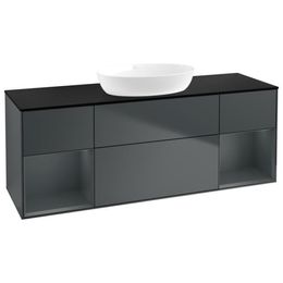 Villeroy & Boch Villeroy und Boch Finion Waschtischunterschrank FD02HGHG 120cm, Abdeckplatte black matt, Regale Midnight matt lacquer, Midnight Blue Matt Lacquer
