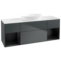 Villeroy & Boch Villeroy und Boch Finion Waschtischunterschrank FD01PDHG 120cm, Abdeckplatte white matt, Regale Black matt lacquer, Midnight Blue Matt Lacquer