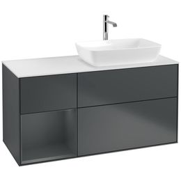 Villeroy & Boch Villeroy und Boch Finion Waschtischunterschrank F801HGHG 120cm, Abdeckplatte white matt, Regale Midnight matt lacquer, Midnight Blue Matt Lacquer