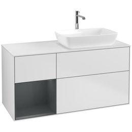 Villeroy & Boch Villeroy und Boch Finion Waschtischunterschrank F801HGMT 120cm, Abdeckplatte white matt, Regale Midnight matt lacquer, White matt lacquer