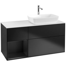 Villeroy & Boch Villeroy und Boch Finion Waschtischunterschrank F801PDPD 120cm, Abdeckplatte white matt, Regale Black matt lacquer, Black matt lacquer