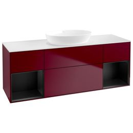 Villeroy & Boch Villeroy und Boch Finion Waschtischunterschrank FD01PDHB 120cm, Abdeckplatte white matt, Regale Black matt lacquer, Peony Matt
