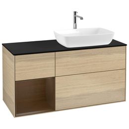 Villeroy & Boch Villeroy und Boch Finion Waschtischunterschrank G802GNPC 120cm, Abdeckplatte black matt, Emotion, Regale Walnut Veneer, Oak Veneer