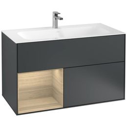 Villeroy & Boch Villeroy und Boch Finion Waschtischunterschrank G030PCHG 99,6x59,1cm, Wandbeleuchtung, Regal links Oak Veneer, Midnight Blue Matt Lacquer