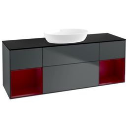 Villeroy & Boch Villeroy und Boch Finion Waschtischunterschrank GD02HBHG 120cm, Abdeckplatte black matt, Emotion, Regale Peony matt lacquer, Midnight Blue Matt Lacquer
