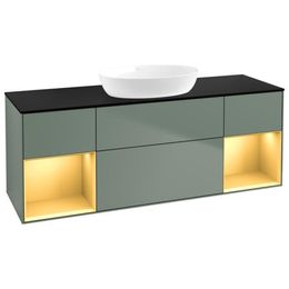 Villeroy & Boch Villeroy und Boch Finion Waschtischunterschrank GD02HFGM 120cm, Abdeckplatte black matt, Emotion, Regale Gold matt lacquer, Olive Matt Lacquer