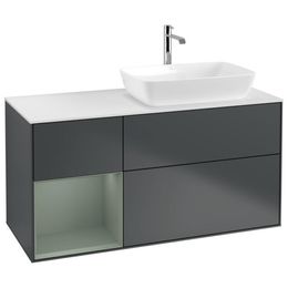 Villeroy & Boch Villeroy und Boch Finion Waschtischunterschrank G801GMHG 120cm, Abdeckplatte white matt, Emotion, Regale Olive matt lacquer, Midnight Blue Matt Lacquer