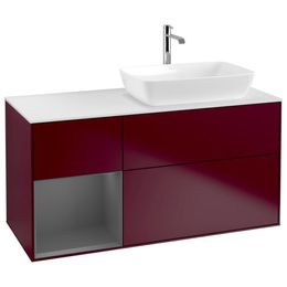 Villeroy & Boch Villeroy und Boch Finion Waschtischunterschrank G801GKHB 120cm, Abdeckplatte white matt, Emotion, Regale Anthracite matt lacquer, Peony Matt