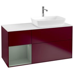 Villeroy & Boch Villeroy und Boch Finion Waschtischunterschrank G801GMHB 120cm, Abdeckplatte white matt, Emotion, Regale Olive matt lacquer, Peony Matt