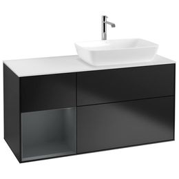 Villeroy & Boch Villeroy und Boch Finion Waschtischunterschrank G801HGPD 120cm, Abdeckplatte white matt, Emotion, Regale Midnight matt lacquer, Black matt lacquer