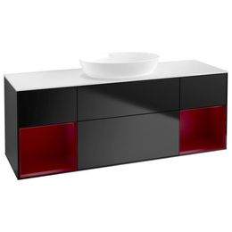 Villeroy & Boch Villeroy und Boch Finion Waschtischunterschrank GD01HBPD 120cm, Abdeckplatte white matt, Emotion, Regale Peony matt lacquer, Black matt lacquer